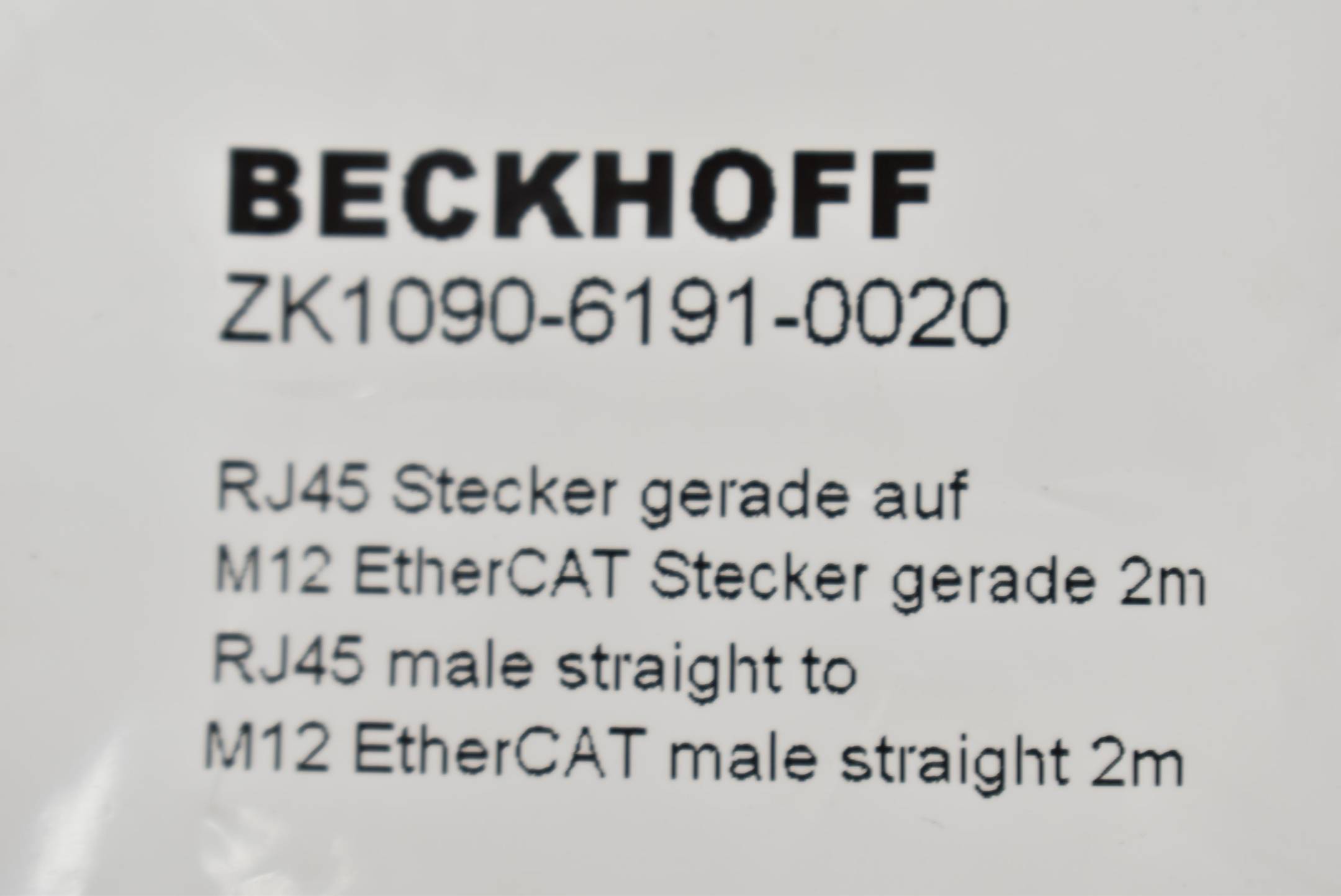 Beckhoff EtherCAT-Leitung PUR AWG 22 RJ45 Stecker 2 m ZK1090-6191-0020
