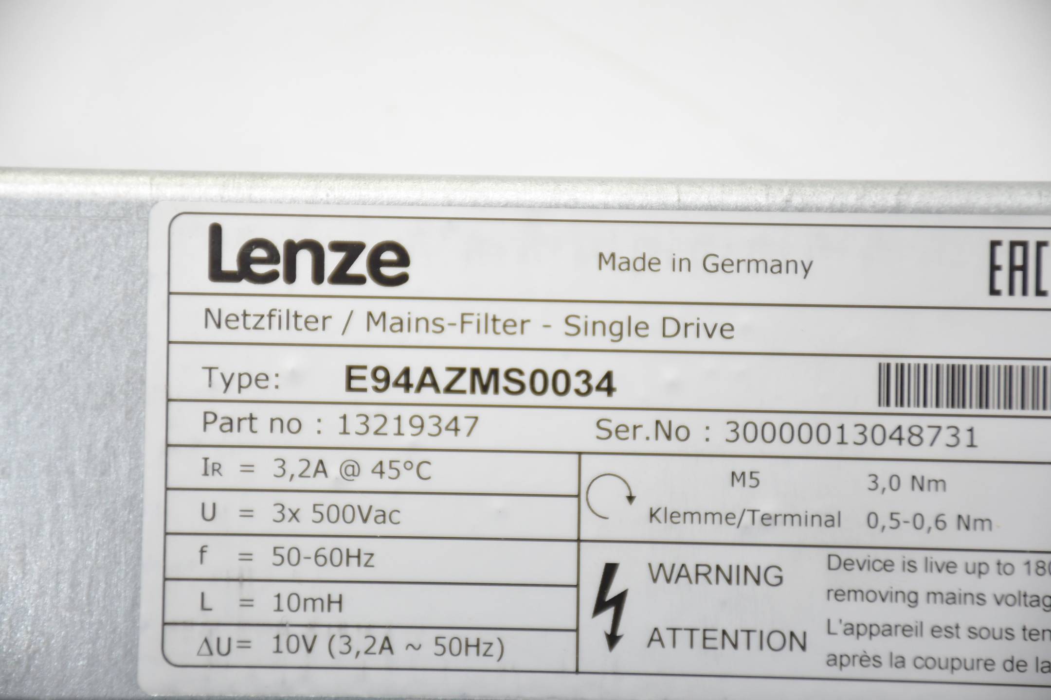Lenze Single Drive HighLine E94ASHE0024 inkl. Netzfilter E94AZMS0034