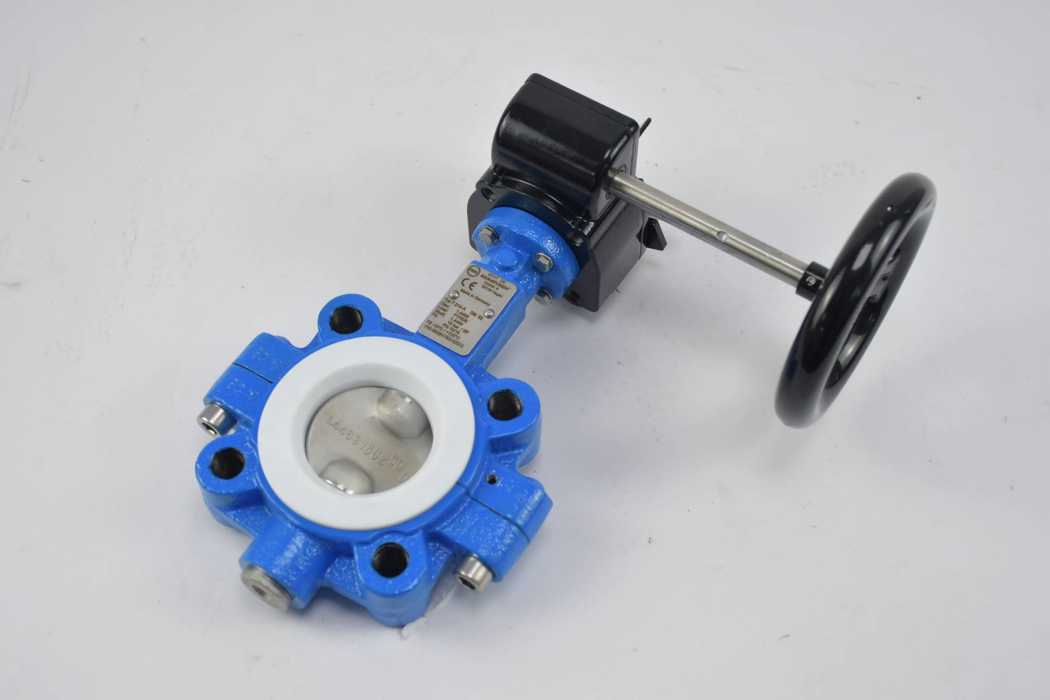 Ebro Armaturen PFTE Anflanschklappe T 214-A DN50 inkl. Handgetriebe 232 ...