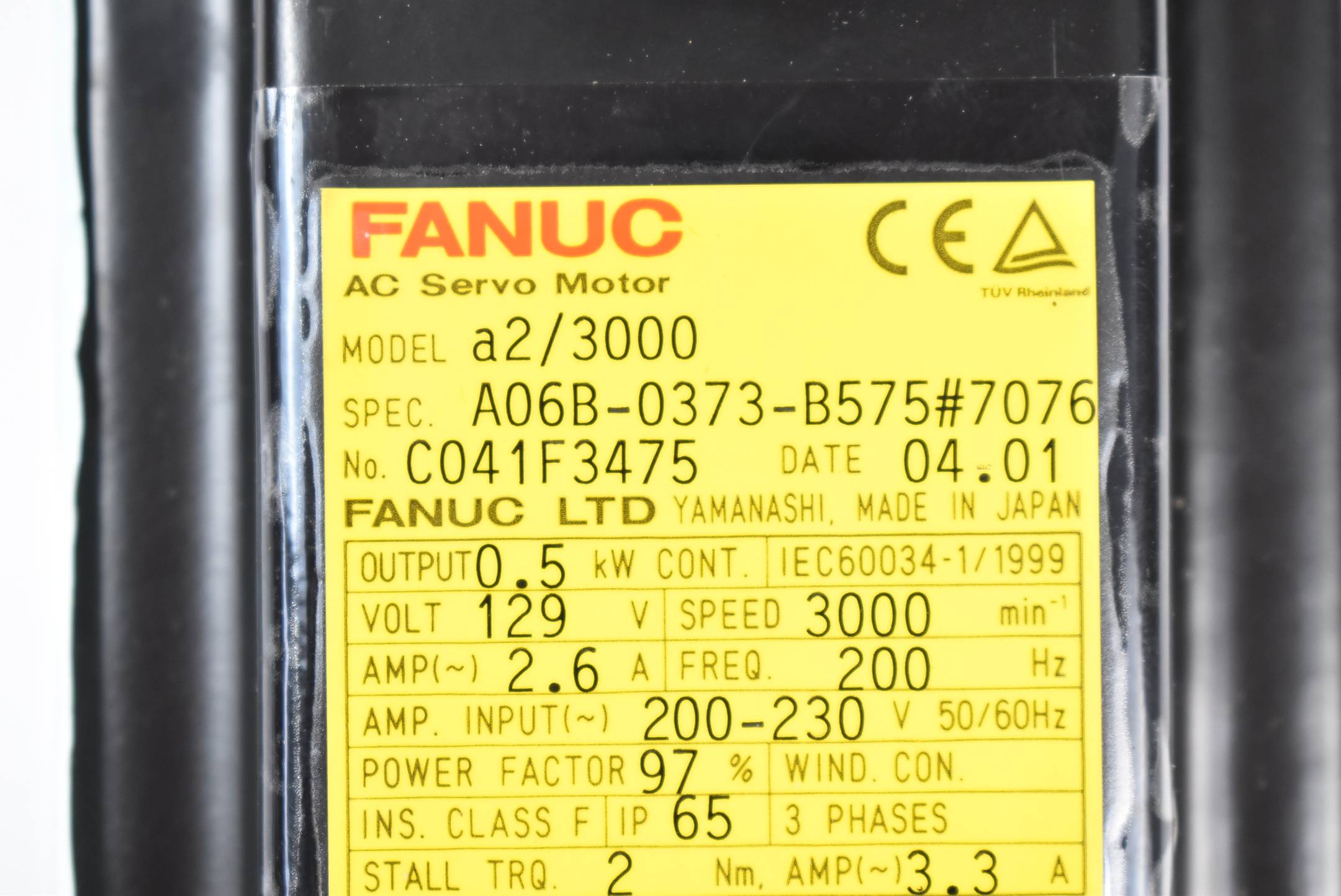 Fanuc AC Servo Motor A06B-0373-B575#7076 inkl. Pulsecoder A860-0360-T001