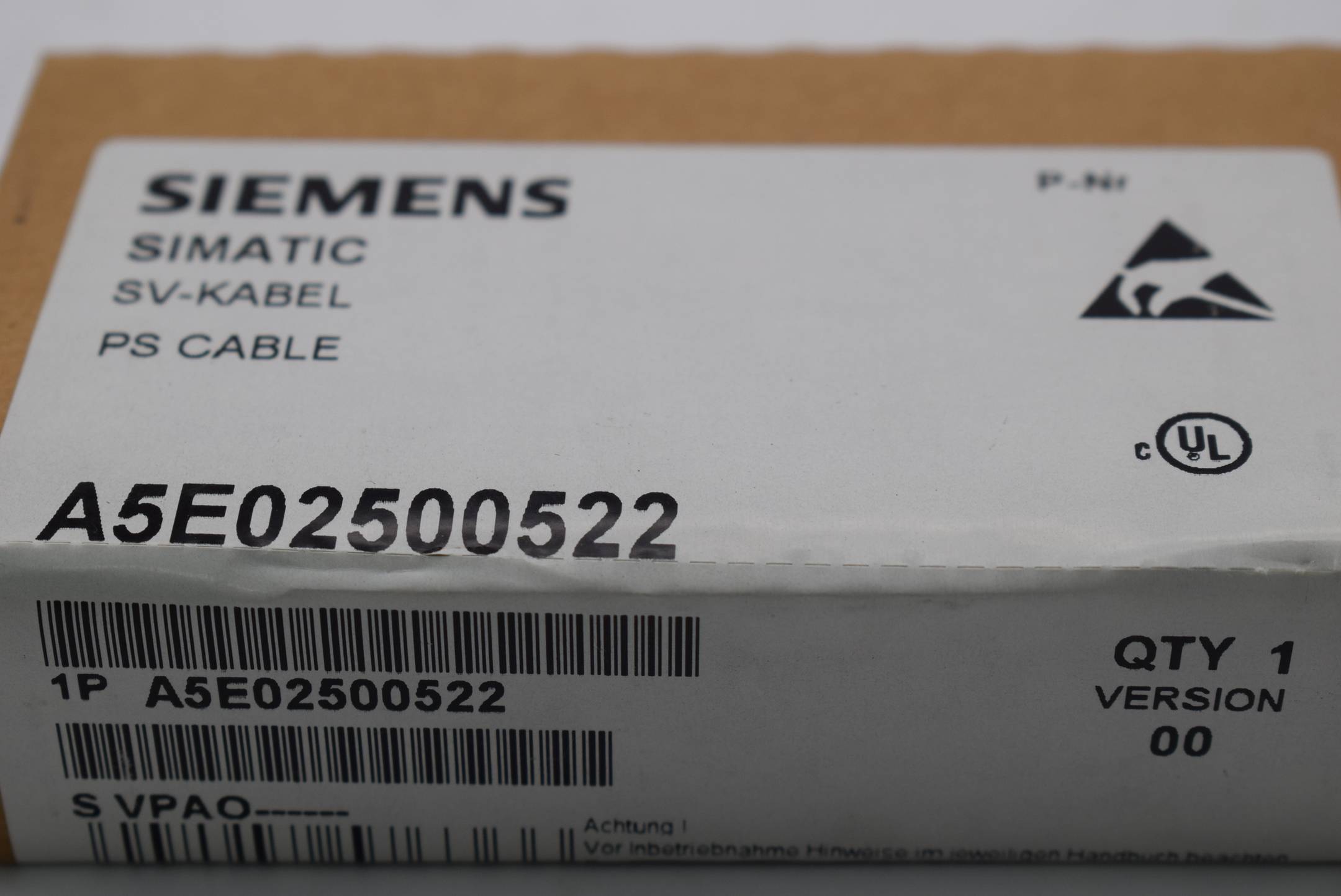 Siemens simatic PC SV-Kabel A5E02500522 ( A5E0 2500522 ) V. 00