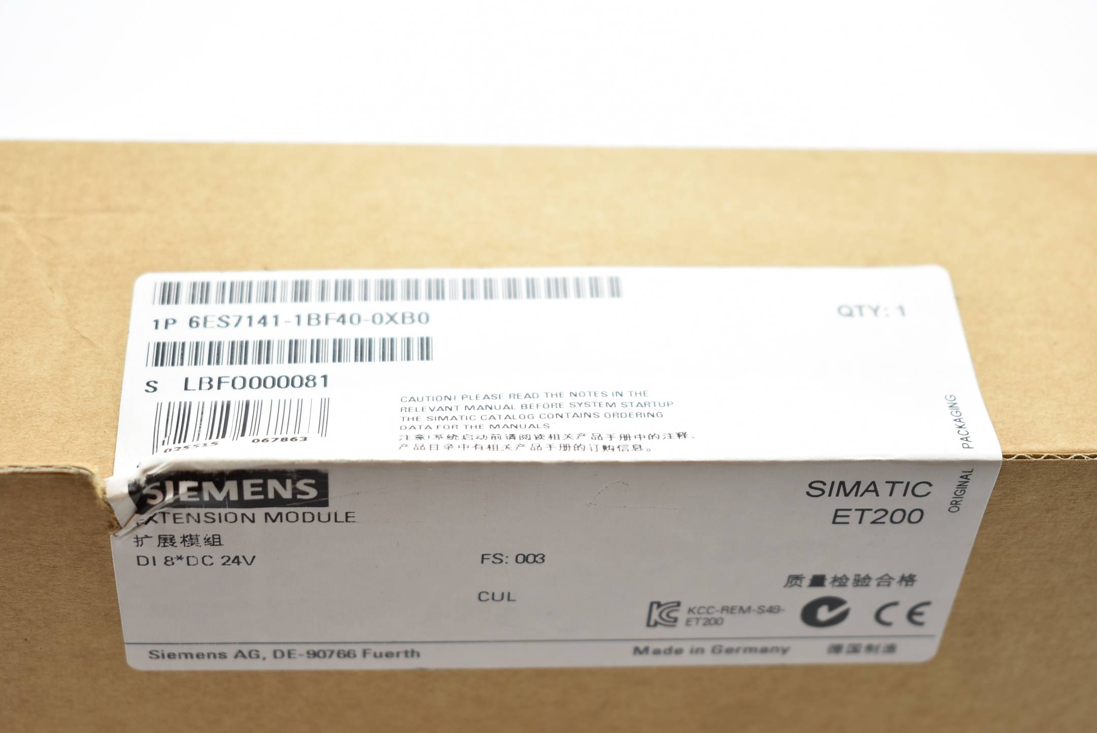Siemens simatic ET200 6ES7141-1BF40-0XB0 ( 6ES7 141-1BF40-0XB0 ) FS.003