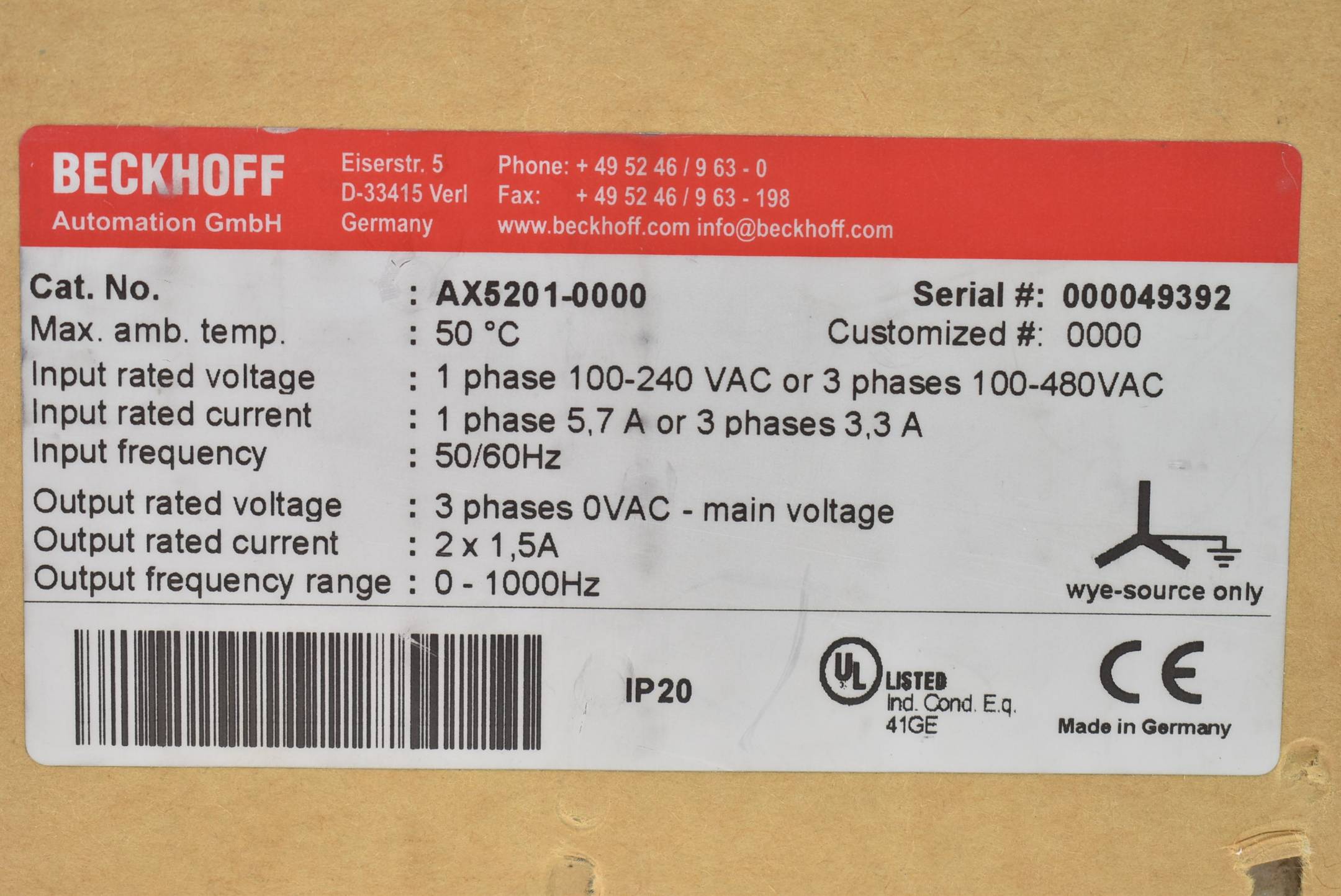 Beckhoff digital Kompakt Servoverstärker 2-kanalig AX5201-0000
