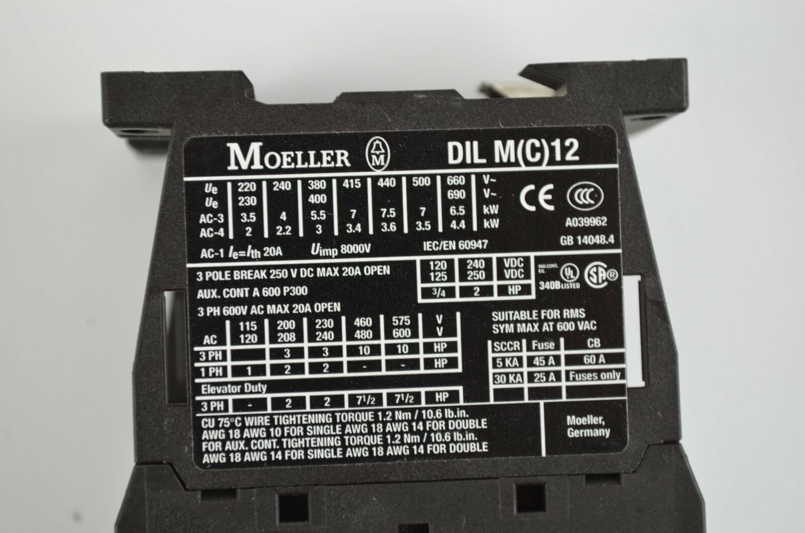 Klöckner Moeller Leistungsschütz DIL M(C)12