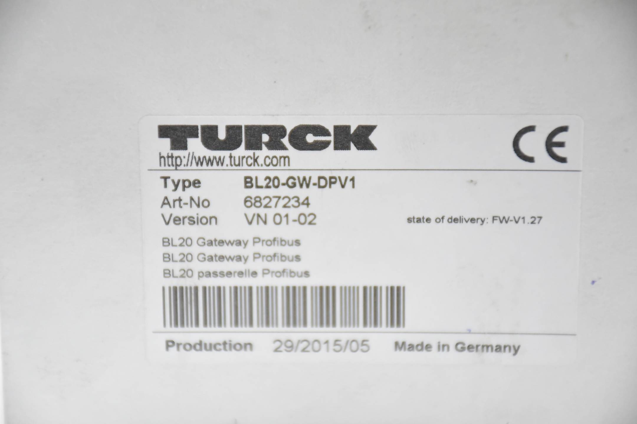Turck Gateway für das BL20 I/O-System BL20-GW-DPV1 ( 6827234 )