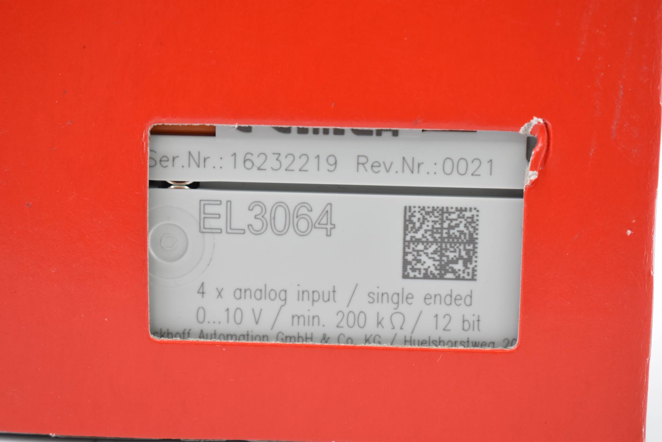 Beckhoff EtherCAT-Klemme 4-Kanal-Analog-Eingang 0-10V 12Bit EL3064 ( EL ...