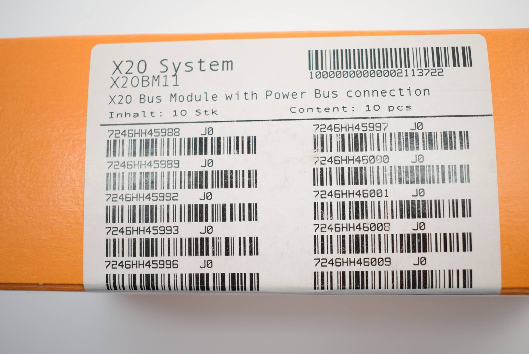 B&R 10x X20 Bus Module mit Energie Bus Verbindung X20BM11 Rev. J0