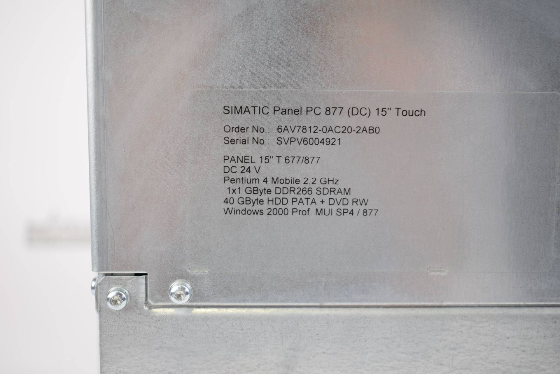 Siemens Simatic Panel PC 877 15" Touch 6AV7812-0AC20-2AB0 ( 6AV7 812 ...